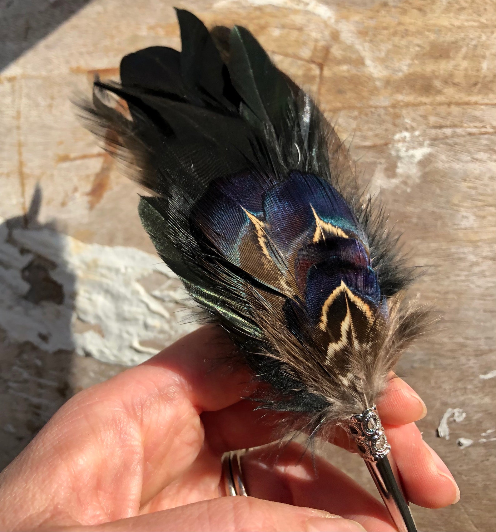 Black Feather Corsage Pin brooch 'Nightshade' | Etsy