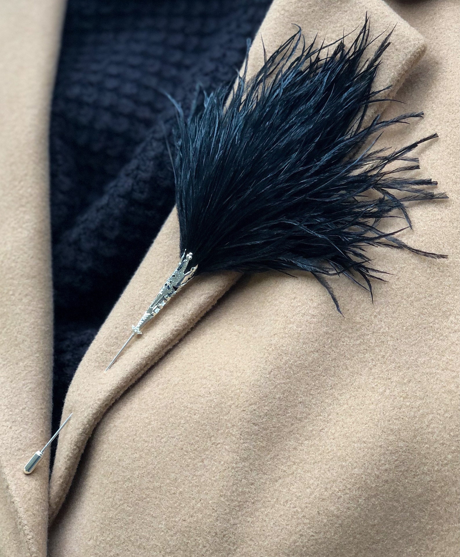 Ostrich Feather Hat & Lapel Pin mae | Etsy