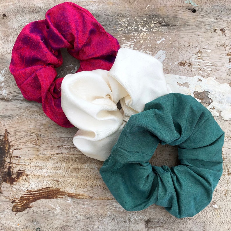 Luxury large silk scrunchie hair ties | Etsy