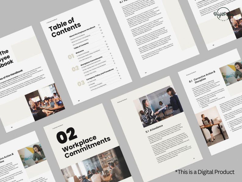 Editable Employee Handbook Template (canva, PDF, Word) for Small ...
