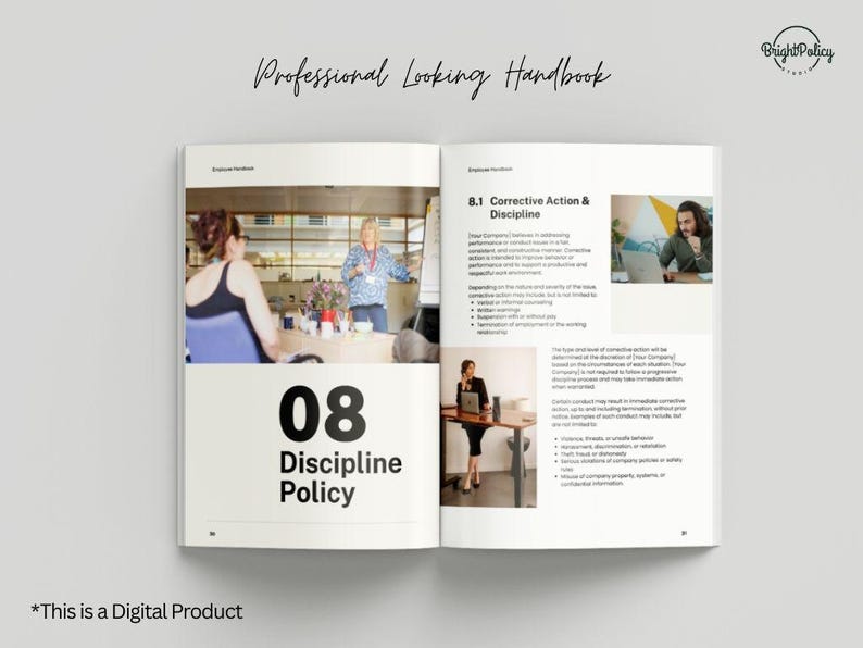 Editable Employee Handbook Template (canva, PDF, Word) for Small ...