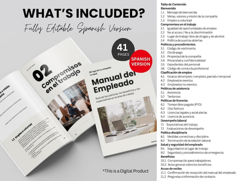 Editable Employee Handbook Bundle | English & Spanish HR Policy Manual ...