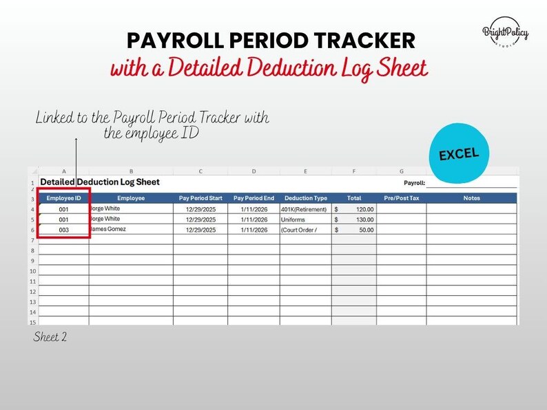 Employee Payroll Tracker Excel Spreadsheet, Small Business Auto ...