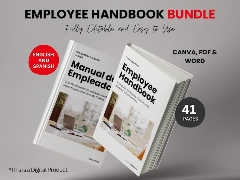 Editable Employee Handbook Bundle | English & Spanish HR Policy Manual ...