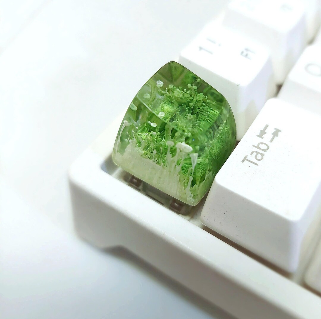 SA Profile 1U White Green Resin Keycap With Decoration for Mechanical ...