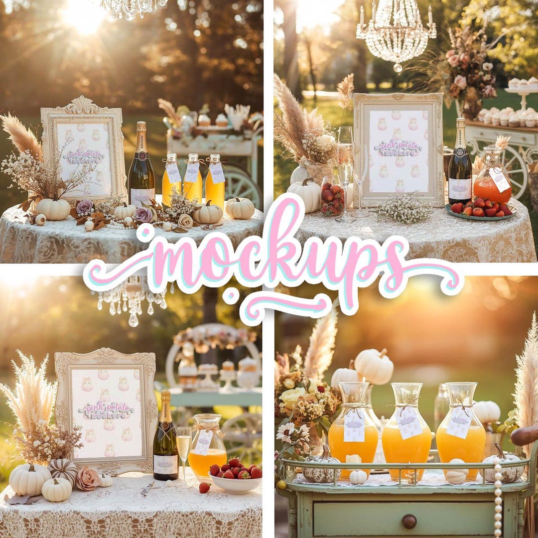 Vintage Fall Mimosa Mockup: Shower Theme, Thanksgiving Mockup (instant ...