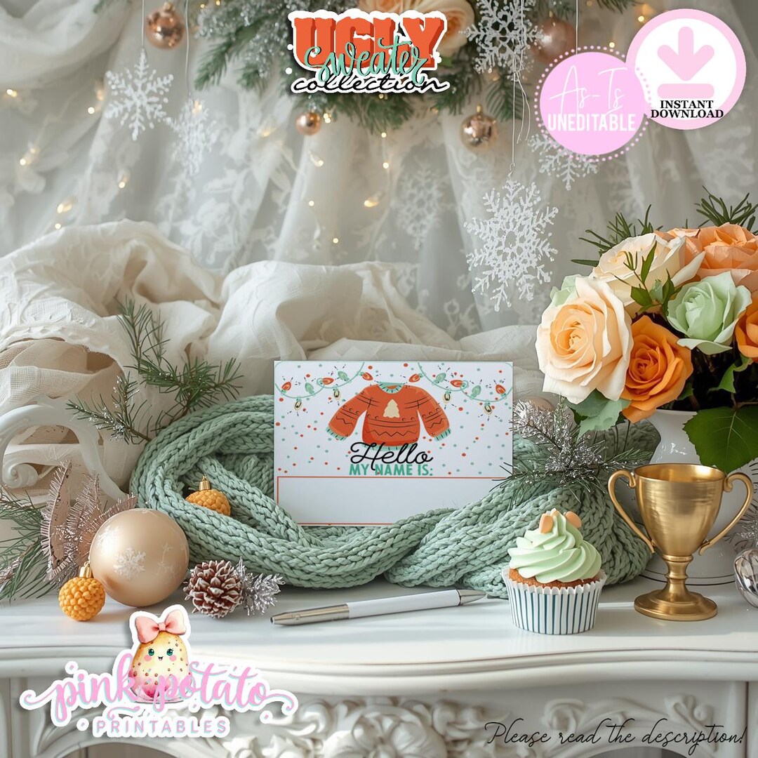 Ugly Sweater-name Tags-hello My Name Is-my Name is Stickers-ugly ...