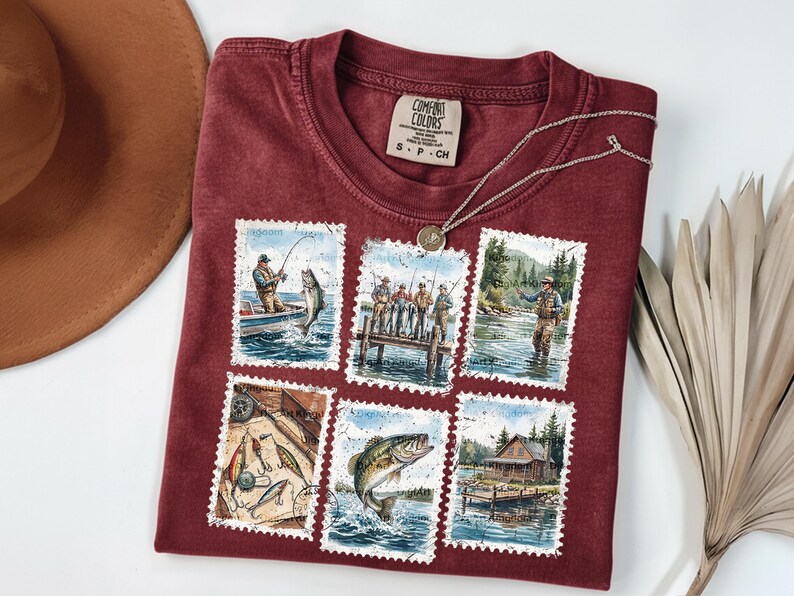 Vintage Fishing Stamp Set, Retro Angler Art (PNG Digital Download) - Etsy