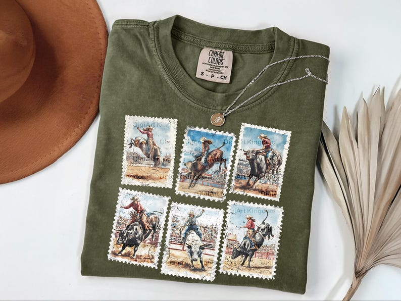 Cowgirl Bull-riding Stamp Set, Retro Western Vintage Rodeo Png, Punchy ...