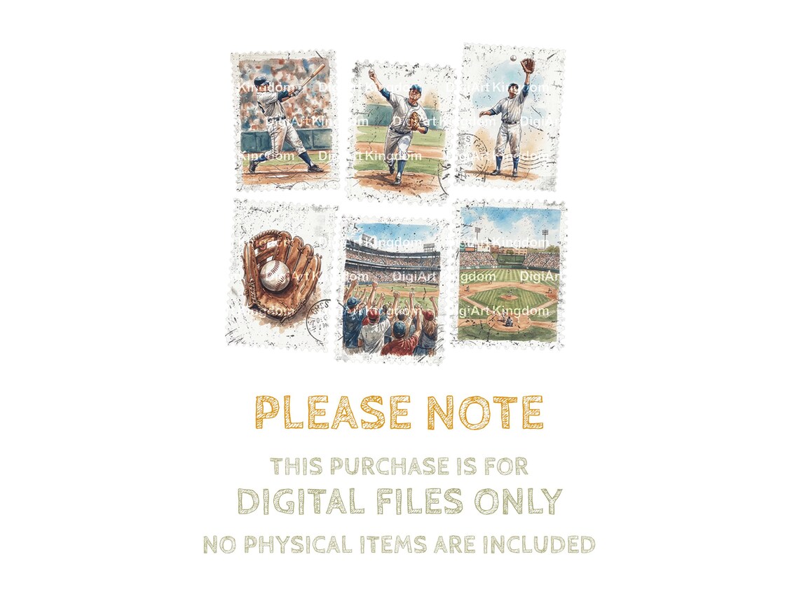 Baseball Postage Stamp PNG Set, Vintage Classic Ballpark Design ...