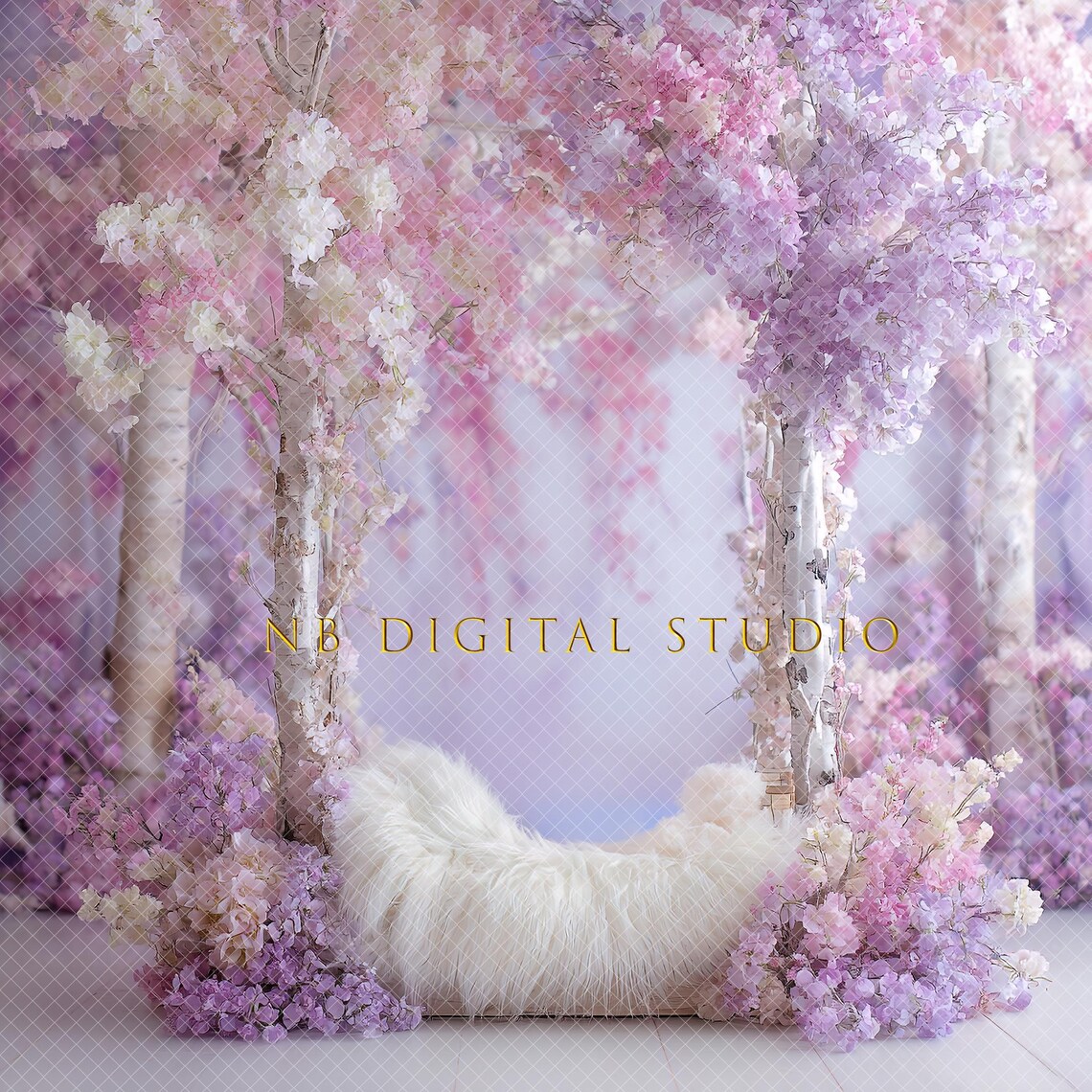 Purple Floral Newborn Digital Backdrop | Spring Dream Scene | Baby Girl ...