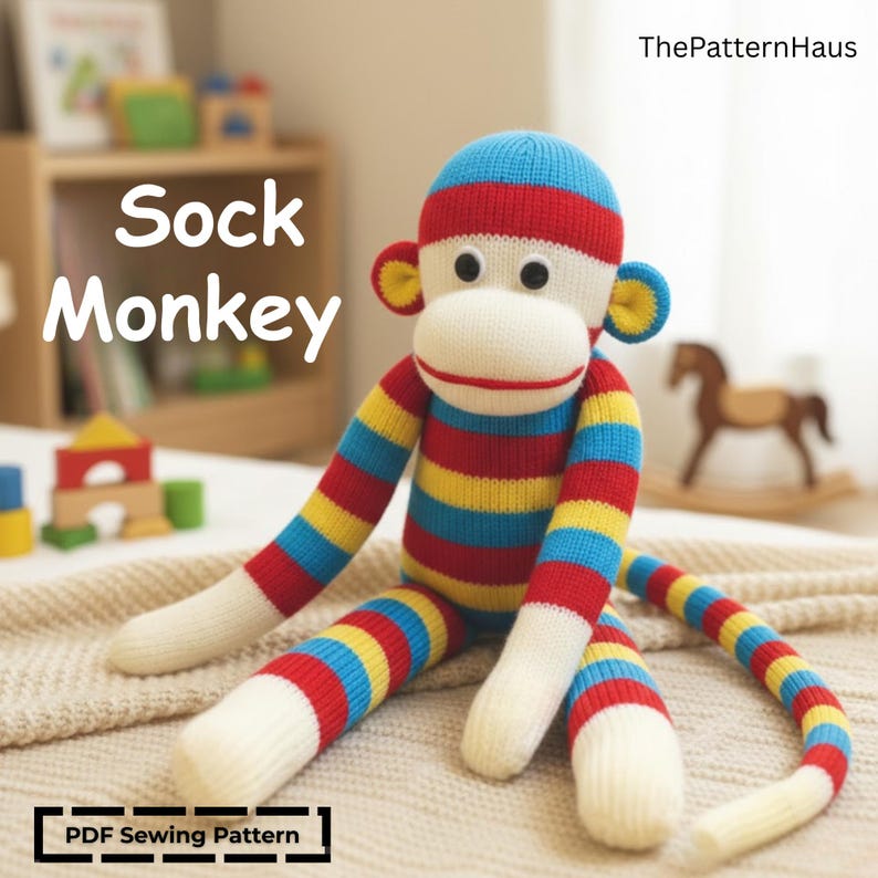 Easy Sock Monkey Sewing Pattern – Stuffed Animal PDF |recycled Socks ...