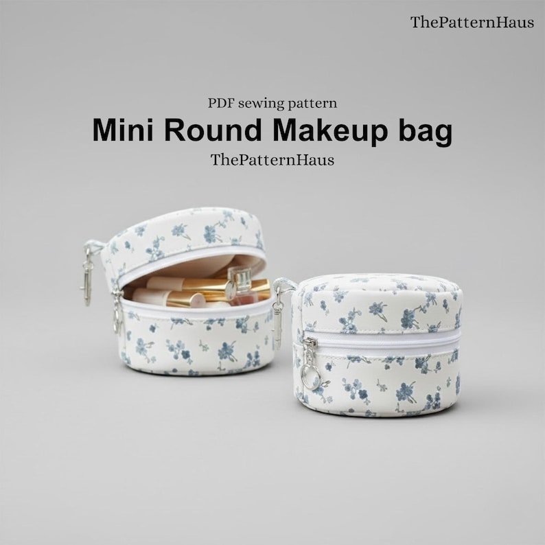 Mini Round Boxy Makeup Pouch PDF Sewing Pattern | DIY Cosmetic Bag ...