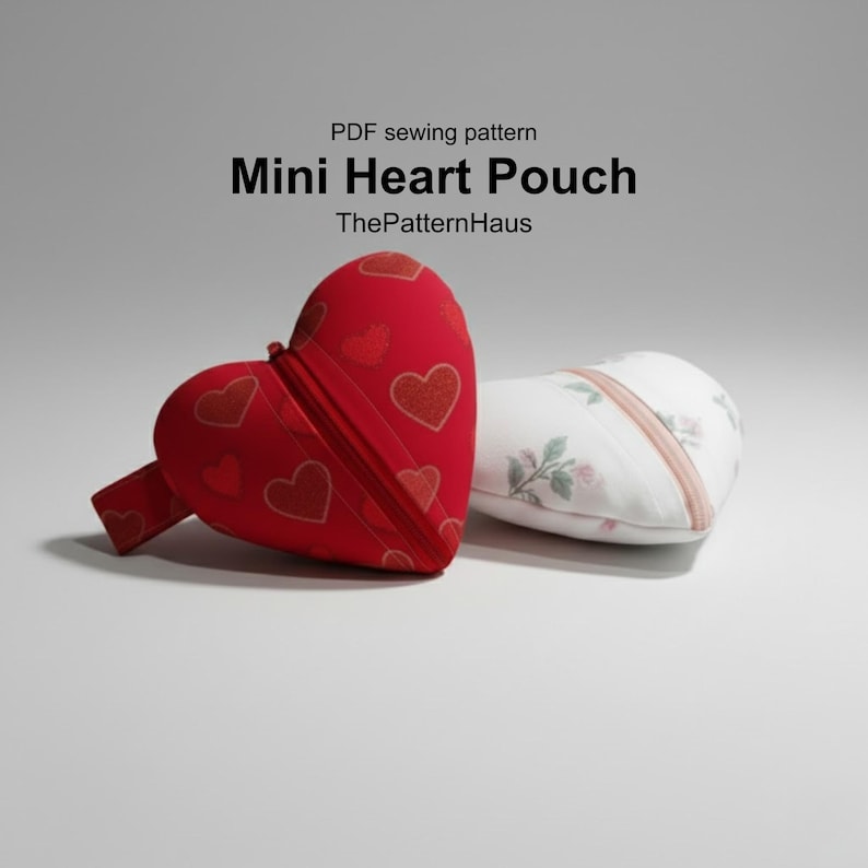 Mini Heart Pouch Sewing Pattern PDF | Small Zipper Coin Purse ...