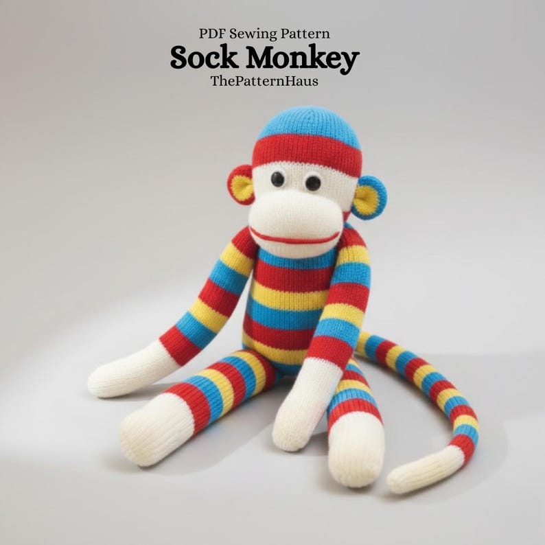 Easy Sock Monkey Sewing Pattern – Stuffed Animal PDF |recycled Socks ...