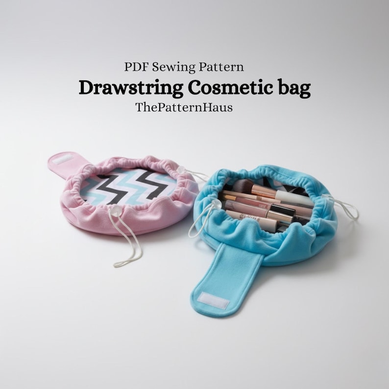 Drawstring Makeup Bag Sewing Pattern | Travel Cosmetic Pouch (PDF ...