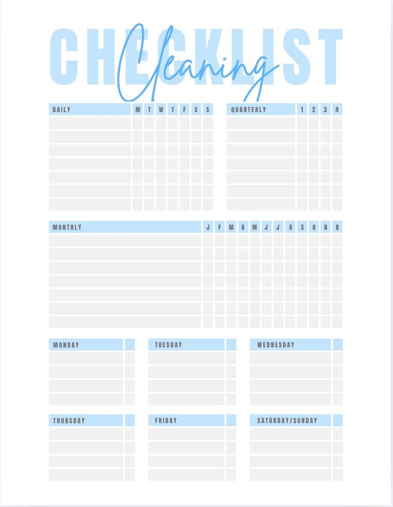 Cleaning Checklist - Etsy