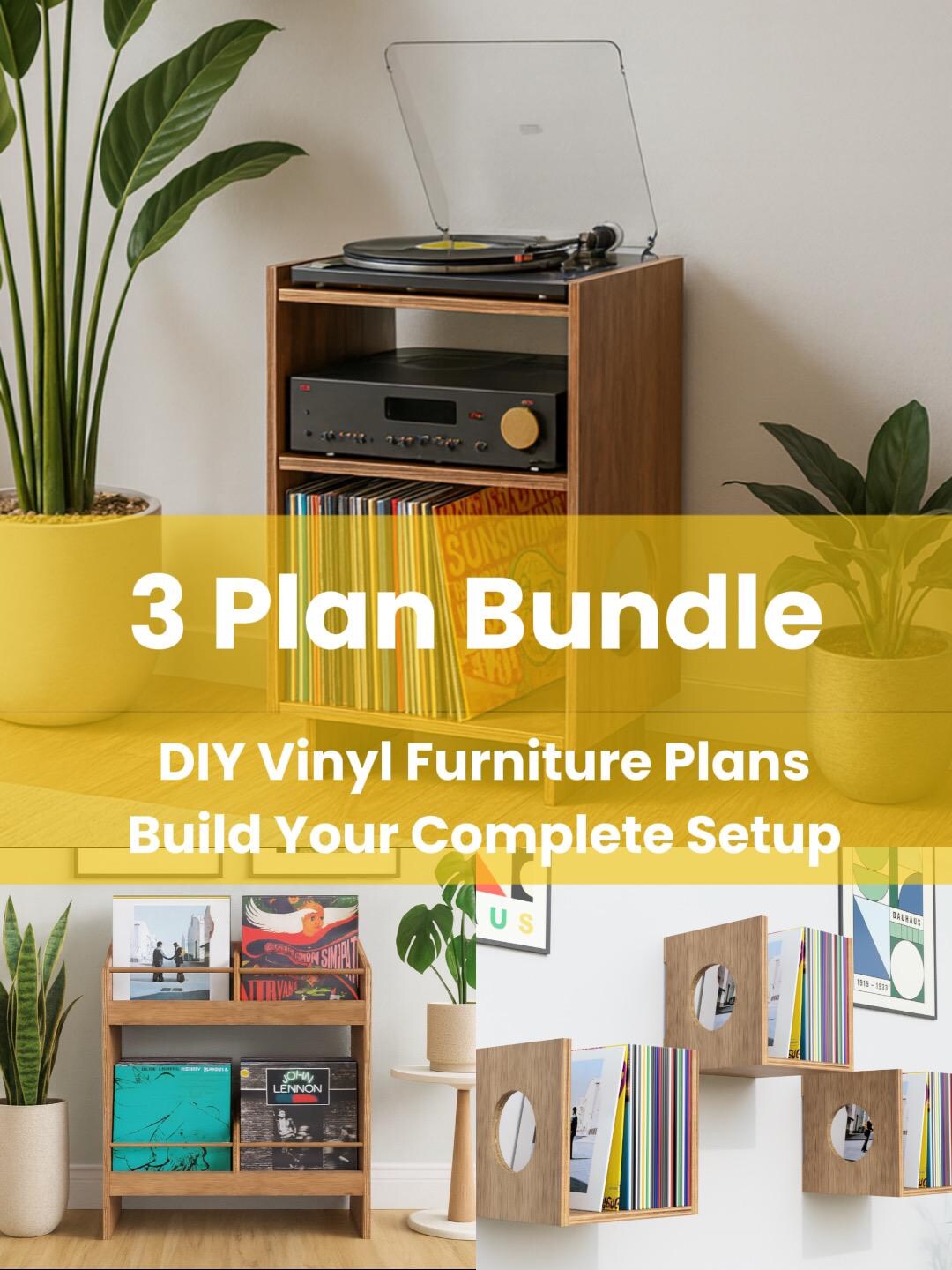 3 DIY Vinyl Furniture Plans (PDF) | Record Storage Unit, Turntable ...