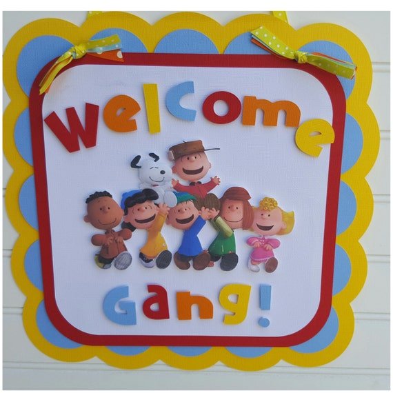 Peanuts Charlie Brown Door sign Welcome Sign | Etsy