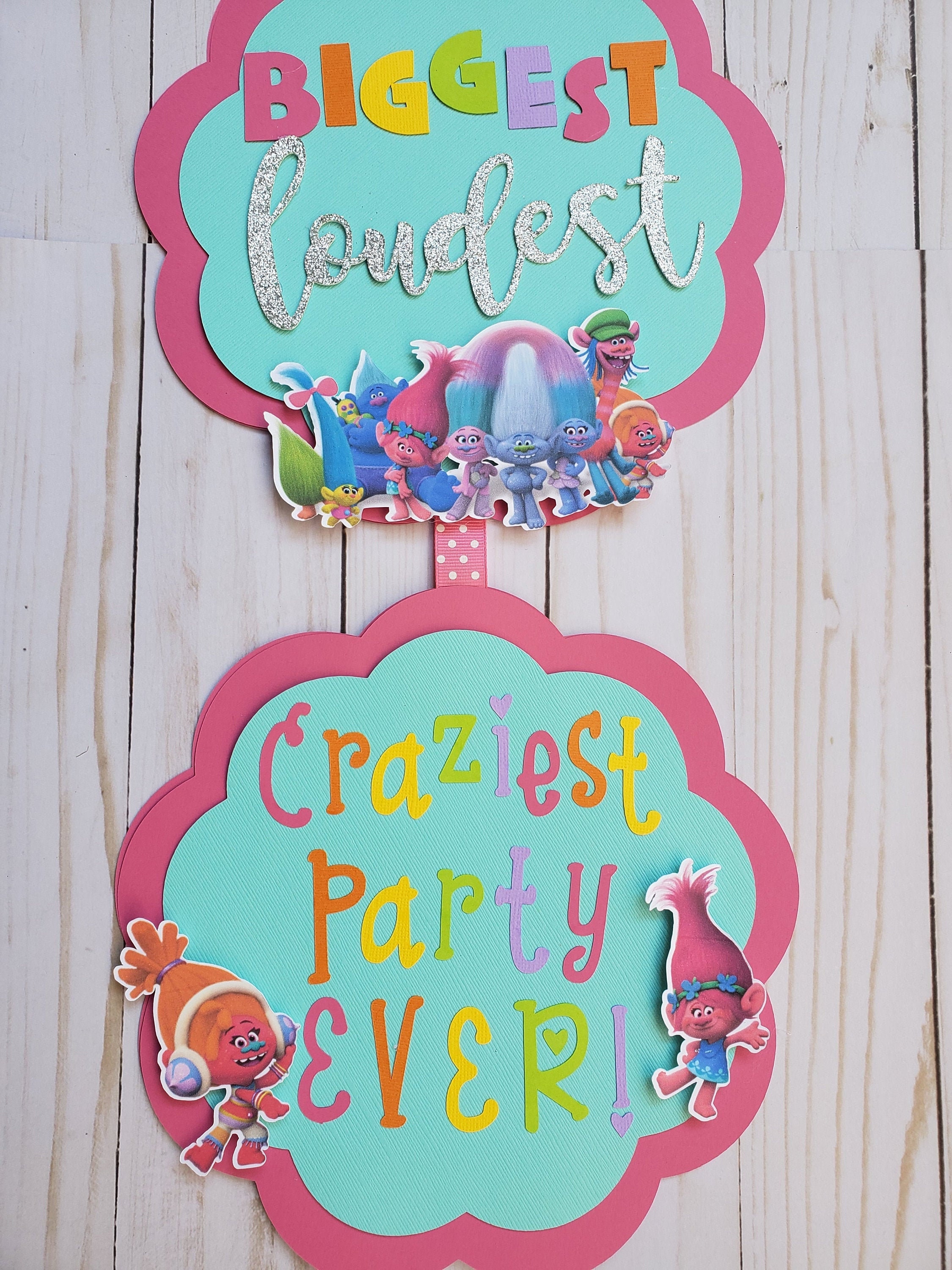 Trolls door sign Party decorations. Troll Birthday. 1st | Etsy