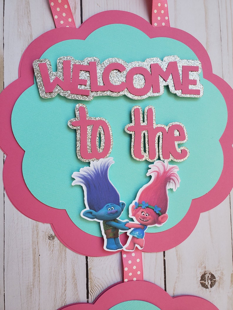 Trolls door sign Party decorations. Troll Birthday. 1st | Etsy