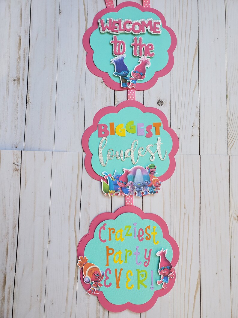 Trolls door sign Party decorations. Troll Birthday. 1st | Etsy