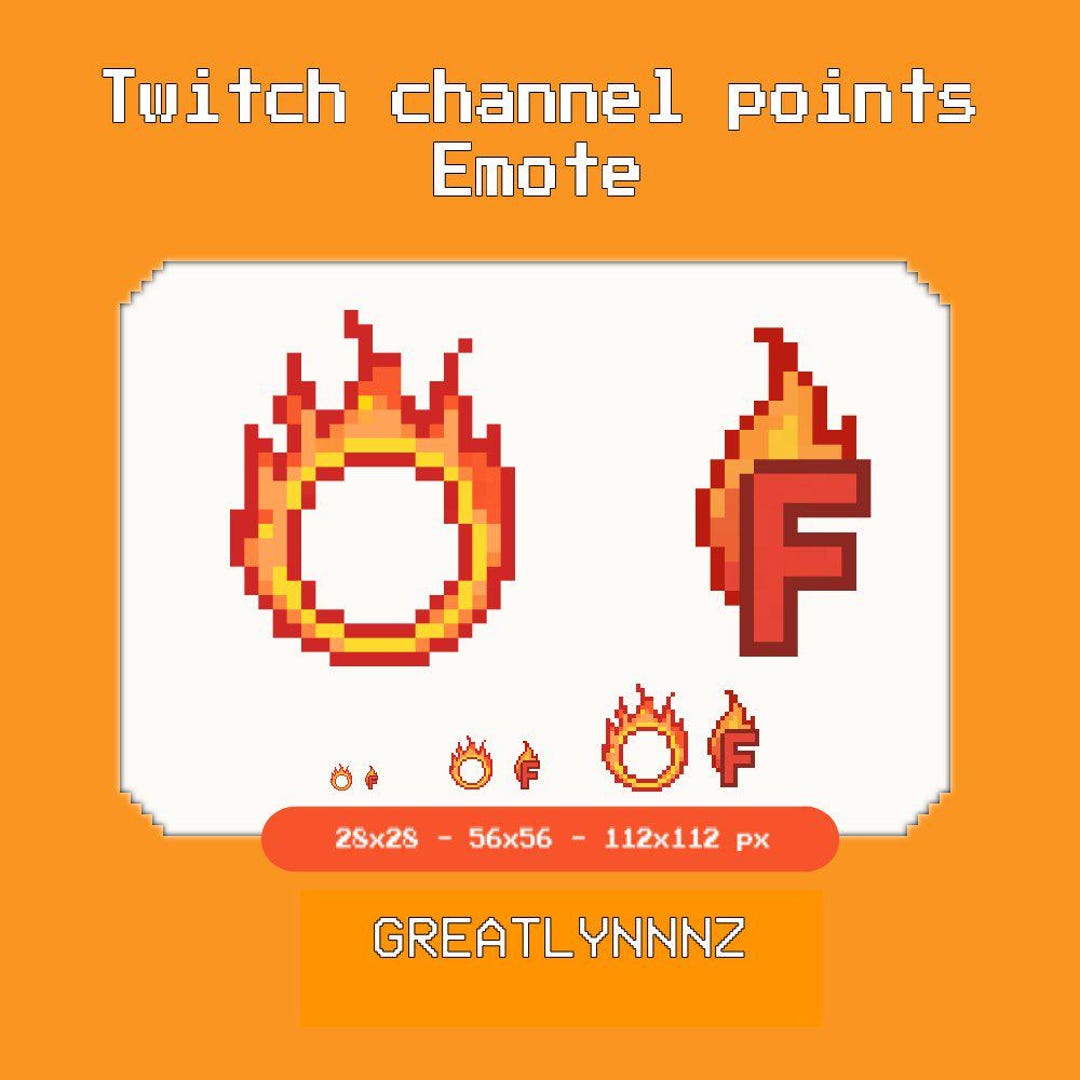 Fire Pixel Art Channel Points Icon Pack | Burning F Emote - Etsy UK