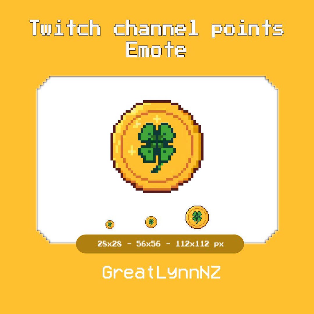 Lucky Coin Pixel Art Twitch Emote: Four-leaf Clover Channel Points ...