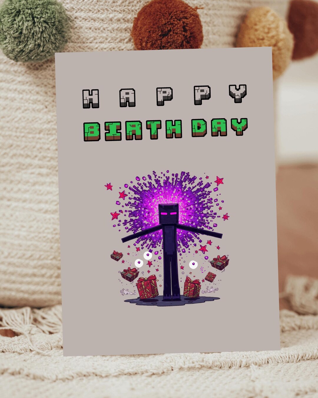 Happy Birthday Enderman Greeting Card Printable - Digital Download ...