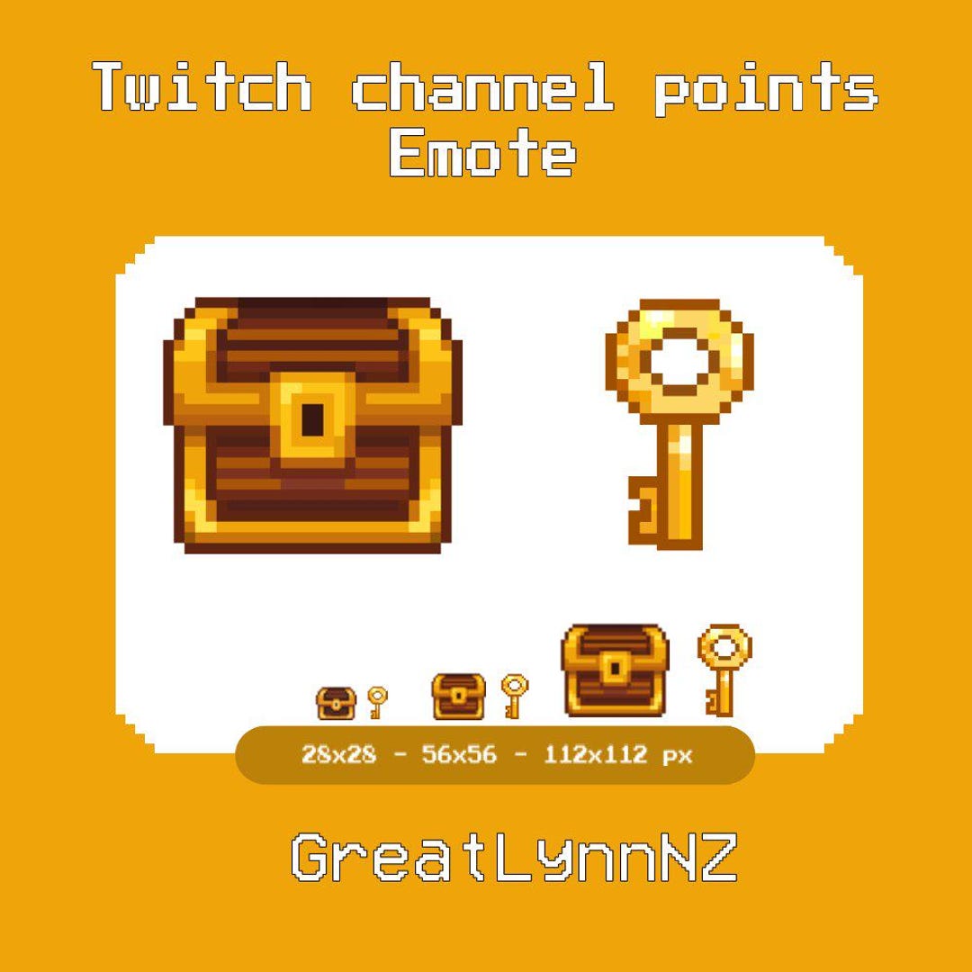 Golden Chest Key Pixel Art Channel Points Set - Etsy Canada