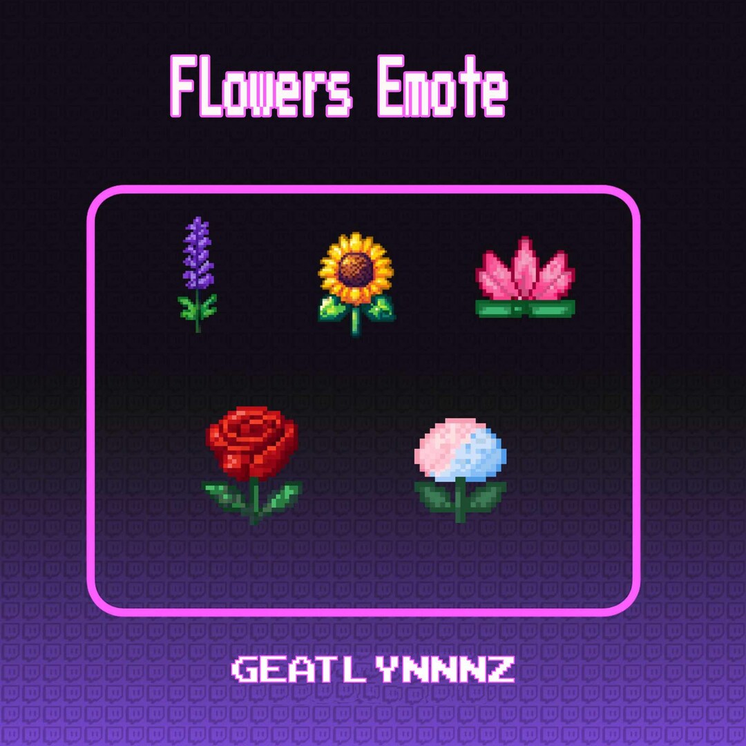 5 Flower Pixel Emote Pack | Rose, Lavender, Hydrangea, Sunflower Twitch ...