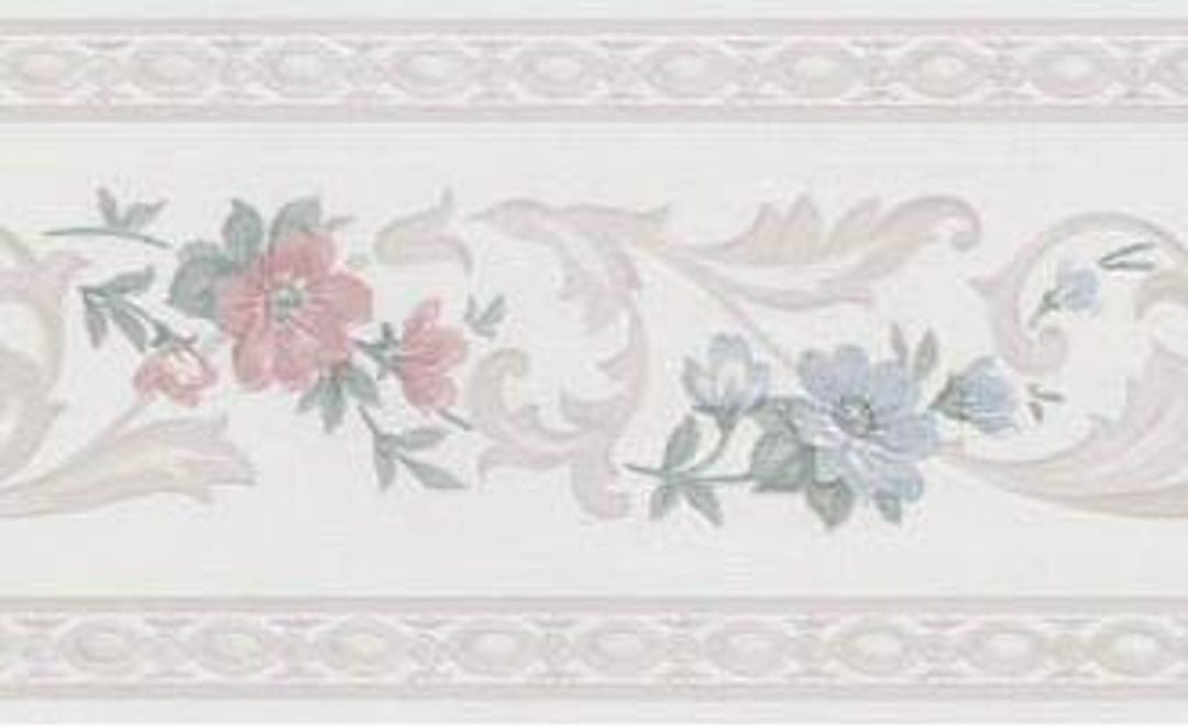 Narrow Satin Floral Wallpaper Border 979b51176 - Etsy