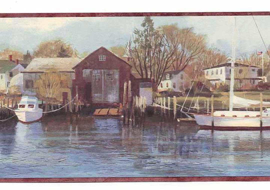 Northern Harbor Scenic Sea Wallpaper Border Cw32122b - Etsy
