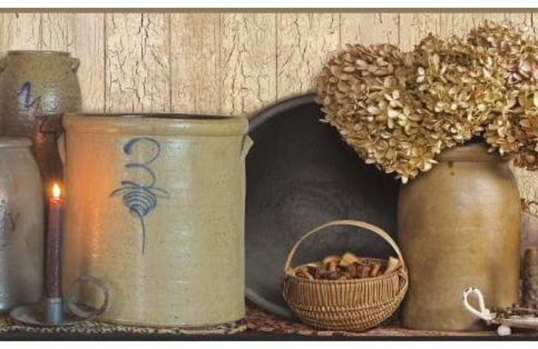 Hydrangea Baskets Crocks Wallpaper Border Ac4389bd - Etsy