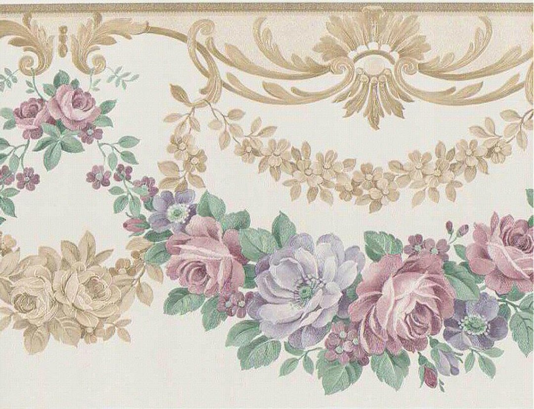 Swag Satin Floral Wallpaper Border B5167s - Etsy