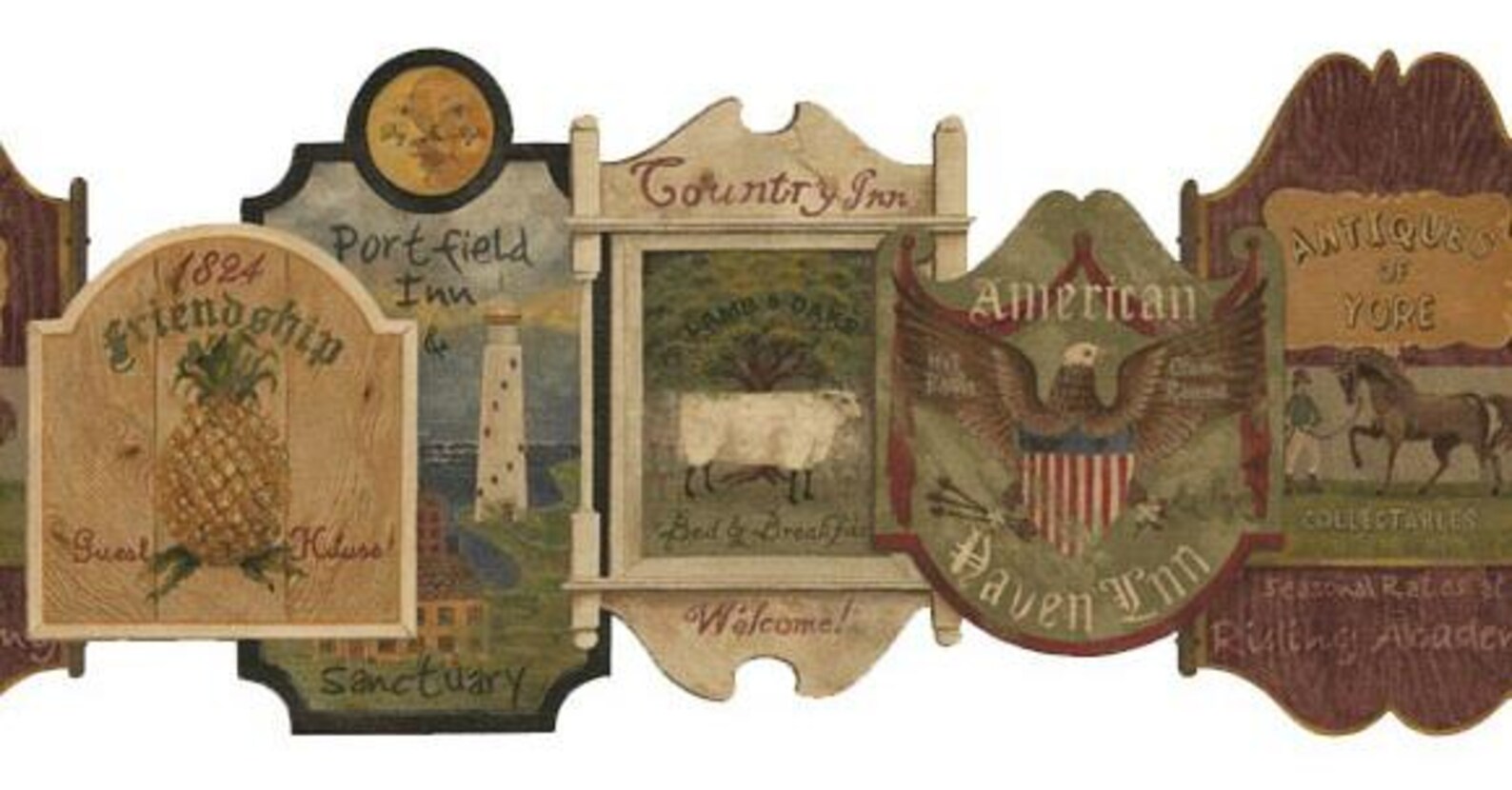 Country Signs Die-cut Wallpaper Border - Burgundy Bs7093b - Etsy