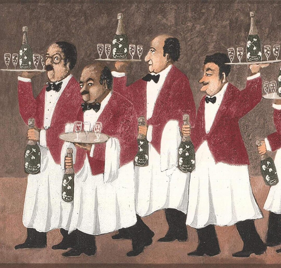 Waiter With Wine Wallpaper Border Bv2347b - Etsy