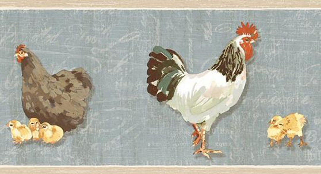 Bailey Rooster & Script Wallpaper Border Ctr63112b - Etsy