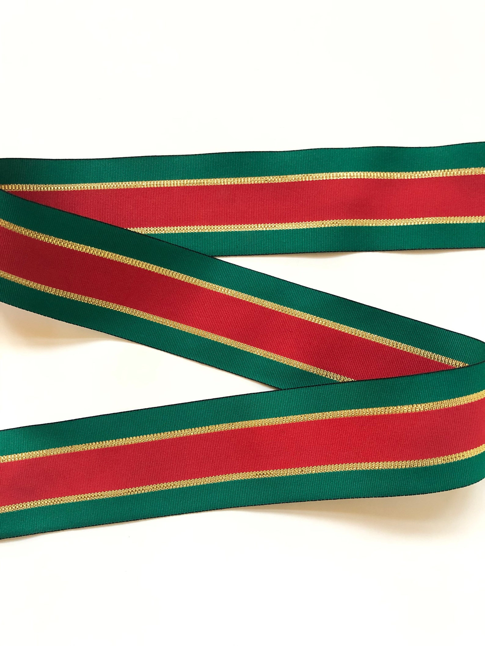 2 1/4 Red Green Gold Ribbon by the Yard Double Sided | Etsy