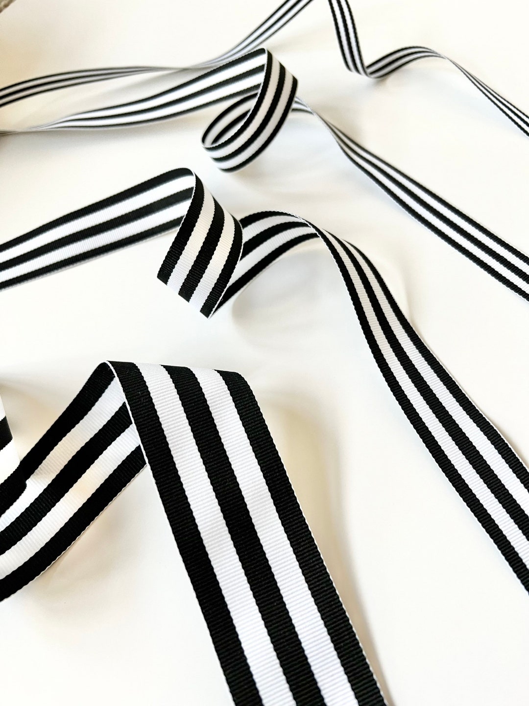 Black White Striped Ribbon, Premium Grosgrain, Made in USA, by the Yard ...