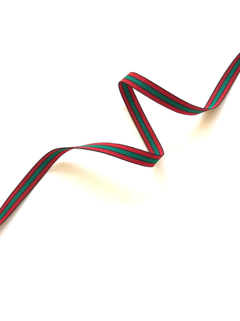 Red Green & Black Striped Ribbon 5 Yards X 3/8 Inch Double - Etsy