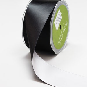 Black White Satin Ribbon, Reversible, 2 Inch Wide, by the Yard, for ...