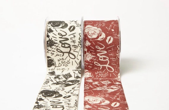 Cotton Love Ribbon 2.5 Inch Wide Red or Ivory With Flower | Etsy