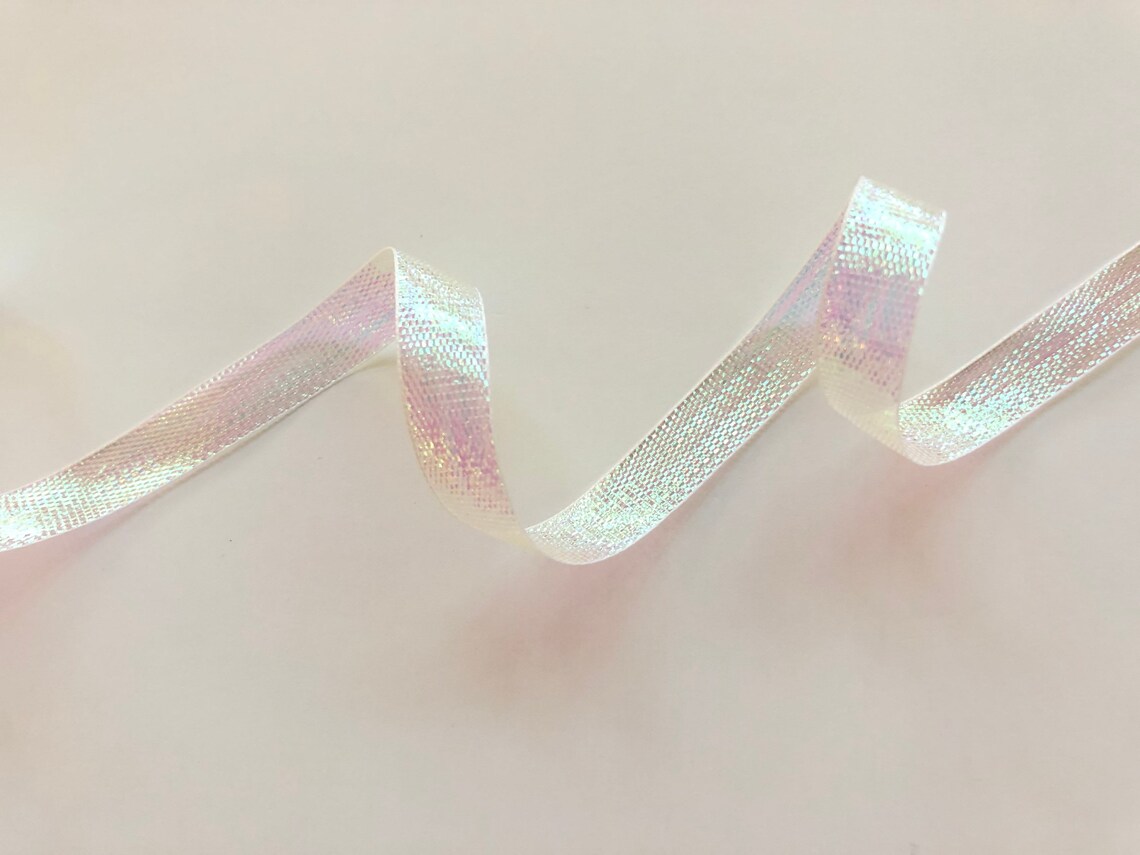 5 Yards 3/8 Pink or Clear Lamé Iridescent Ribbon for | Etsy