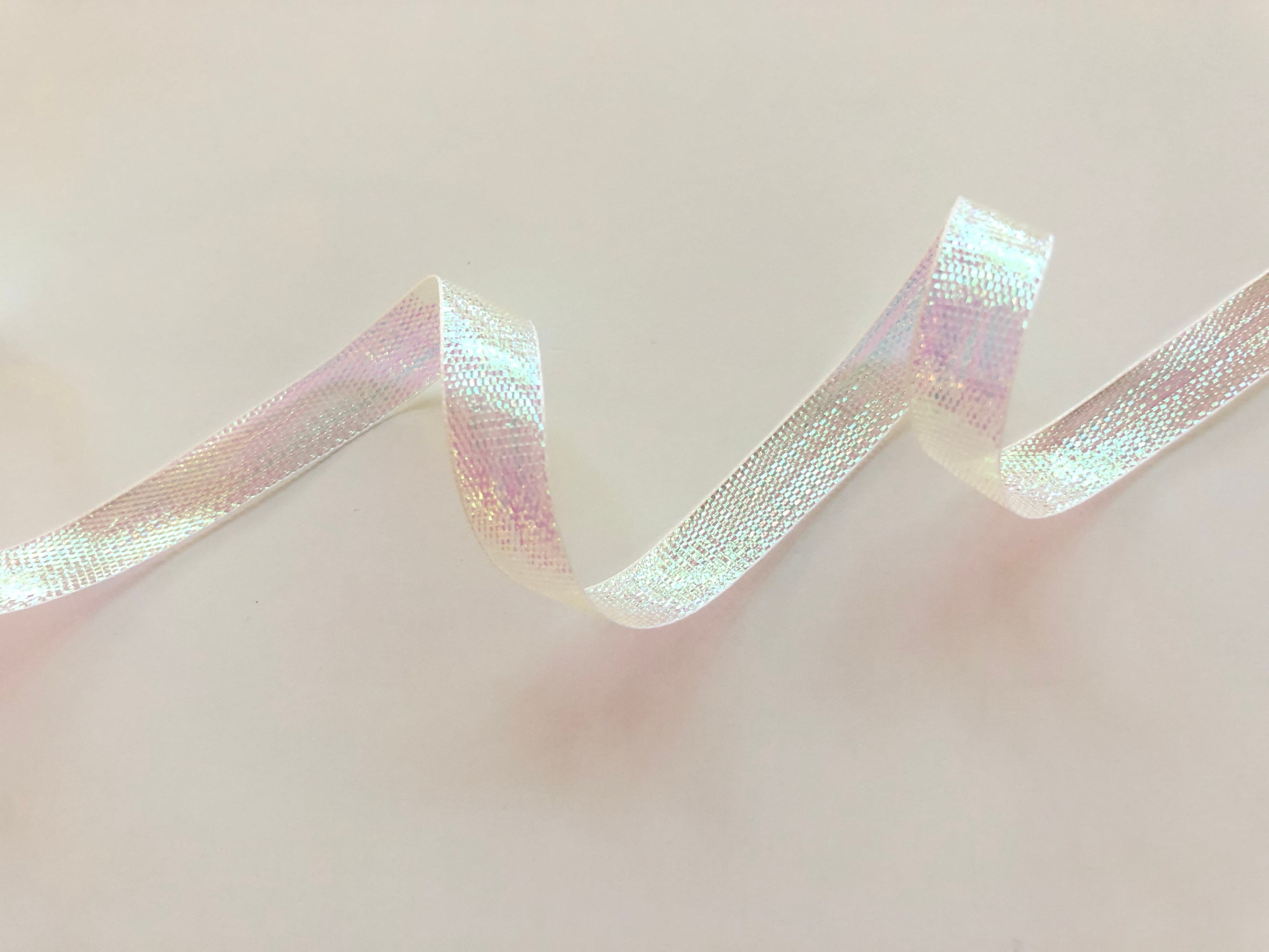 5 Yards 3/8 Pink or Clear Lamé Iridescent Ribbon for | Etsy
