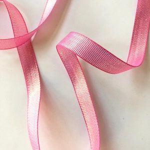 5 + Yards 3/8” Pink or Clear Lamé Iridescent Ribbon, for Wedding Favors ...