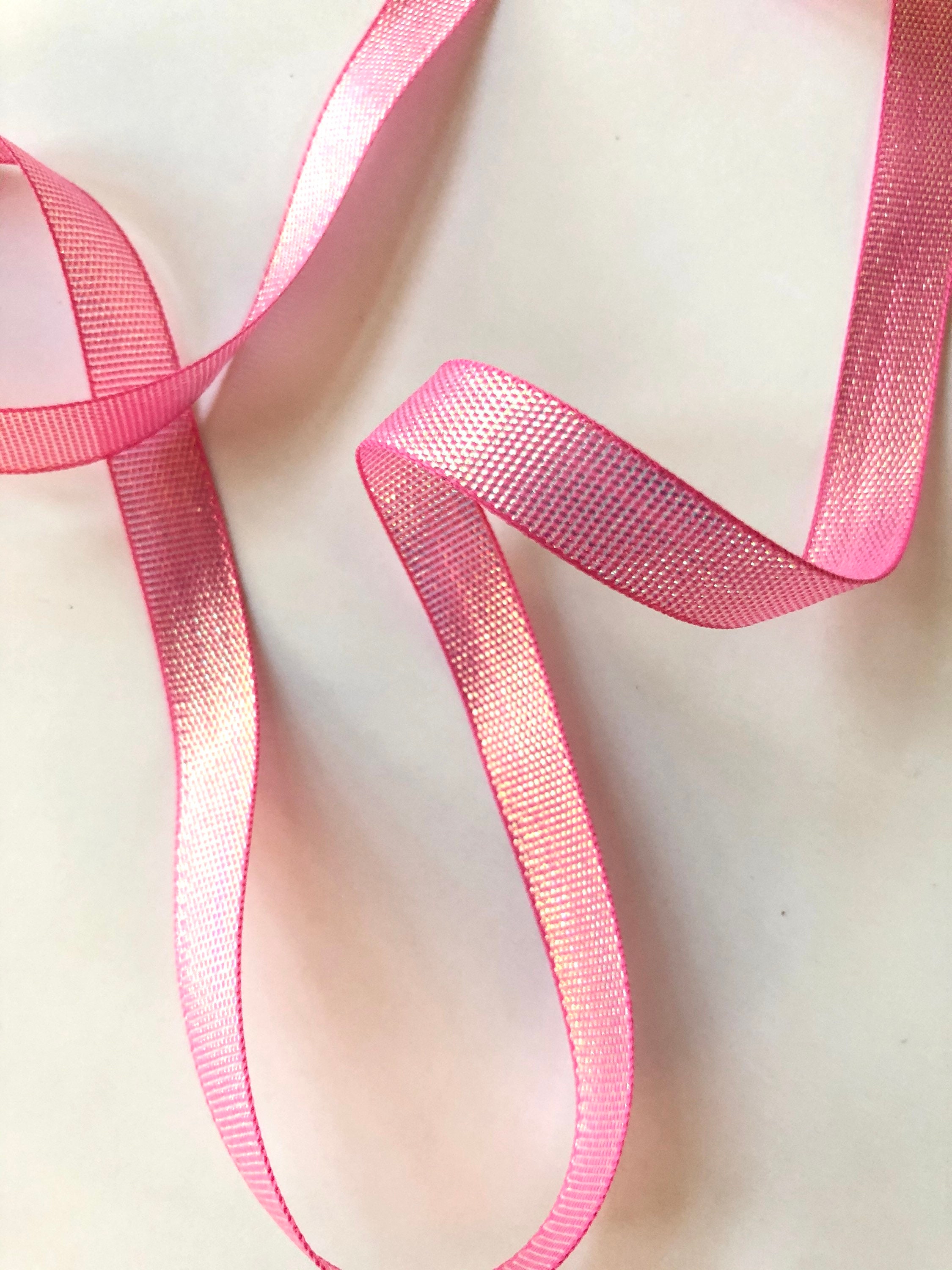 5 Yards 3/8 Pink or Clear Lamé Iridescent Ribbon for | Etsy