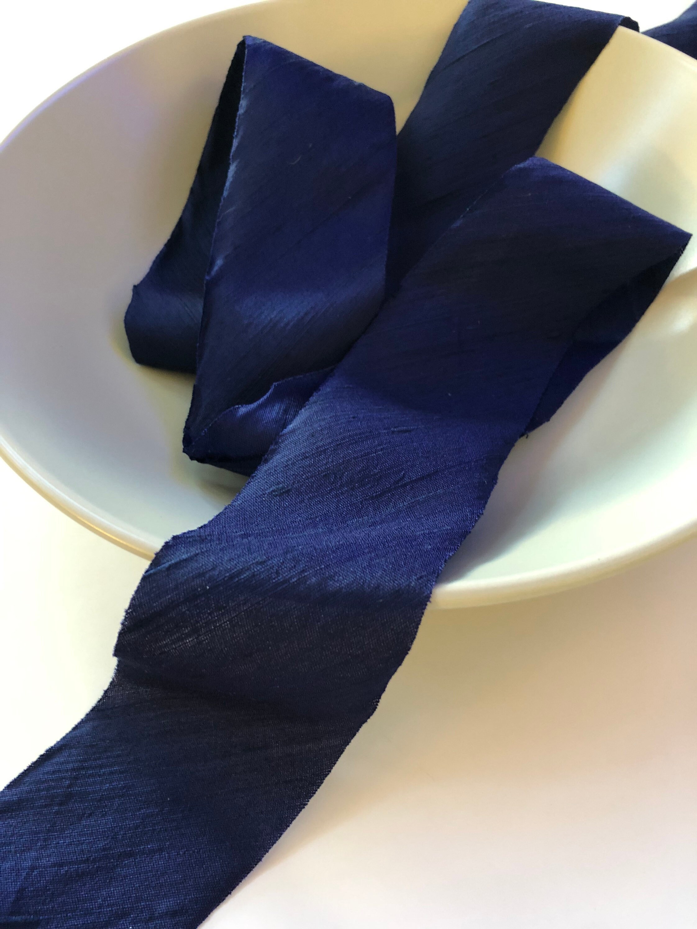 Navy Blue Silk Ribbon 2 Inch Wide by the Yard Raw Frayed - Etsy