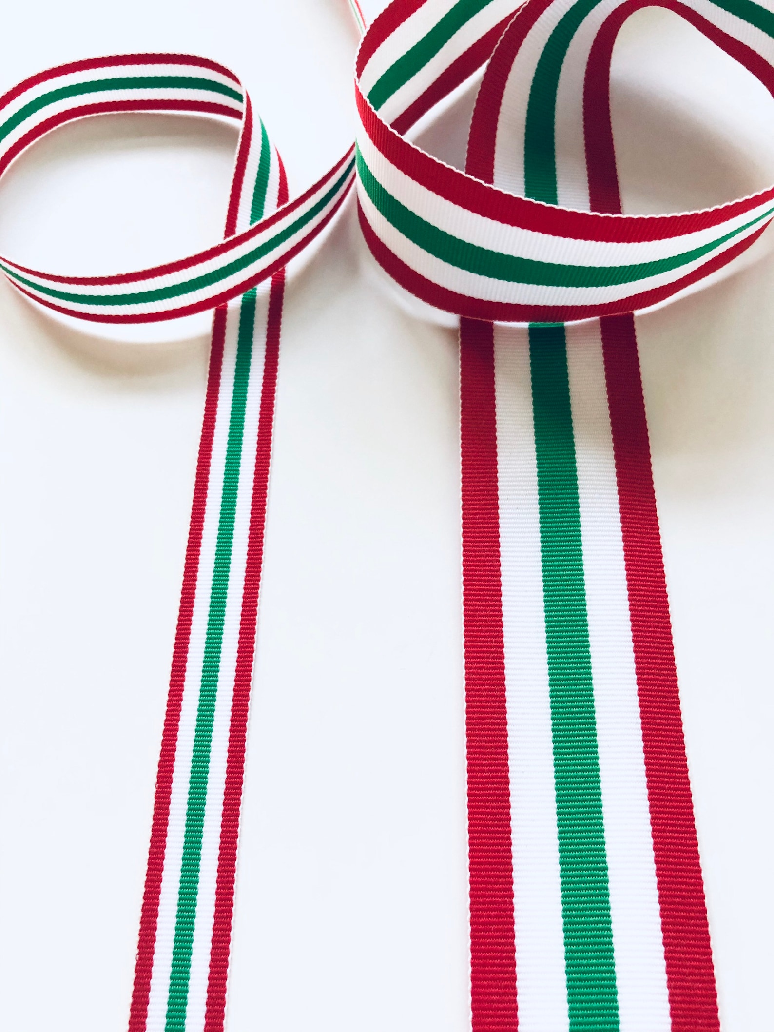 Red White & Green Striped Ribbon by the Yard 3/8 5/8 7/8 - Etsy