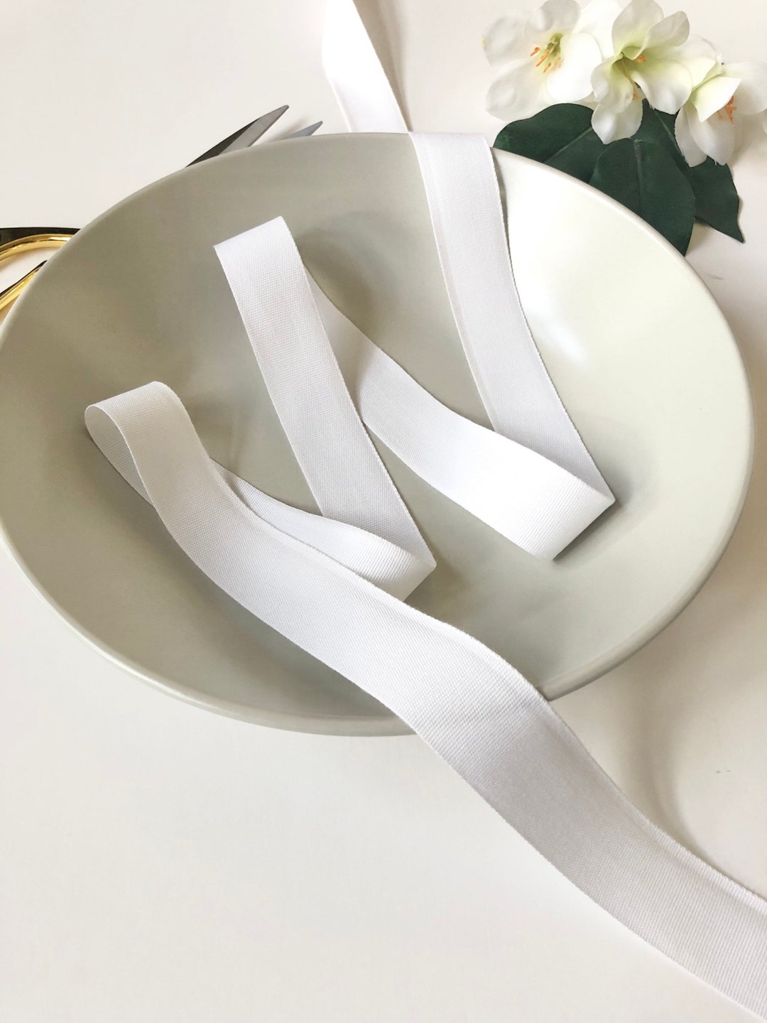 White Cotton Ribbon, 1 Inch Wide, for Gift Wrap, Favors, Stamping ...